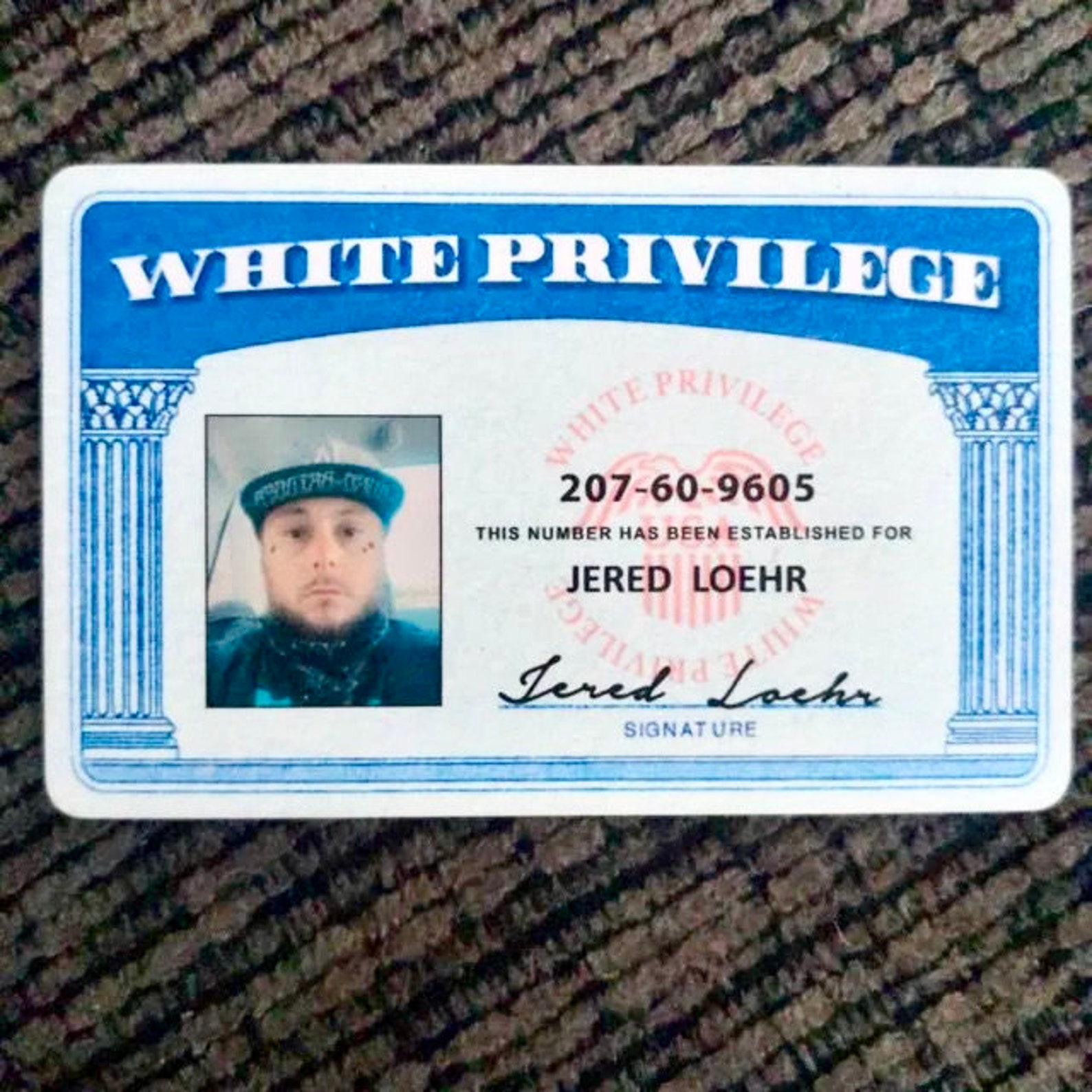 Official White / Black Privilege ID Card Thick Plastic Card - Etsy