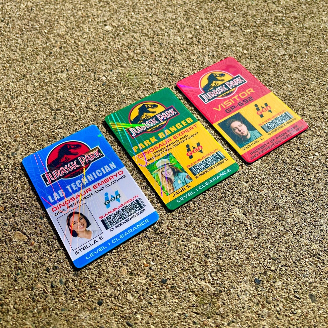 Jurassic Park ID Badge [customize With Your FACE or NAME] With Hologram ...