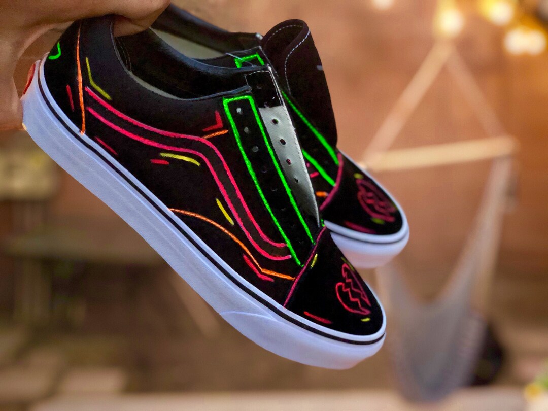 Custom Vans neon Sketchy - Etsy