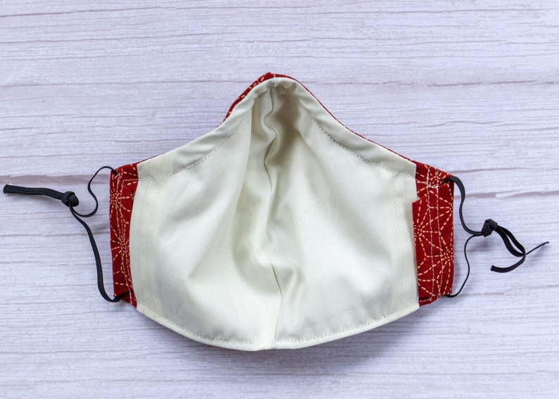 Handmade reusable fitted cotton face mask in Japanese Sashiko | Etsy