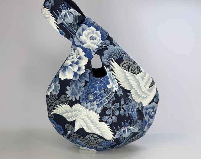 Wave Japanese Knot Bag, Japanese Knot Bag, Wrist Bag, Reversible Knot ...