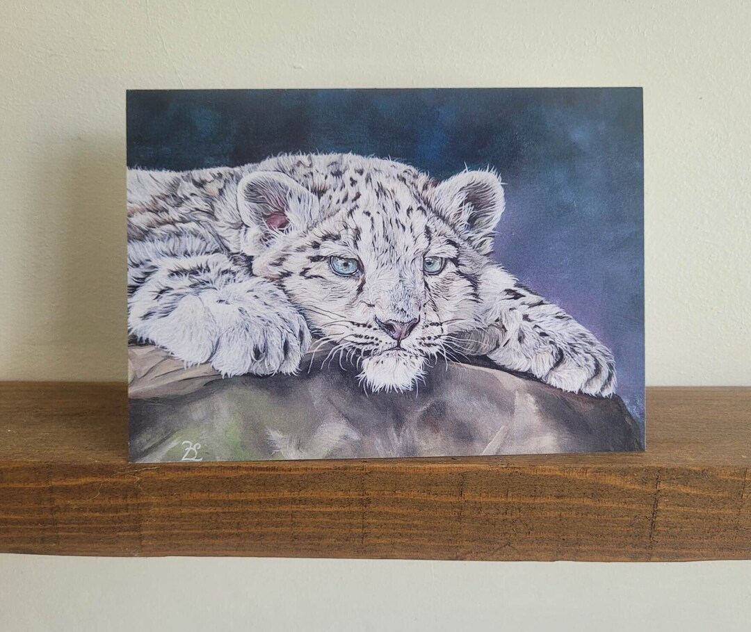 Snow Leopard Greeting Card: 'mindfulness' Recycled Cardstock - Etsy UK
