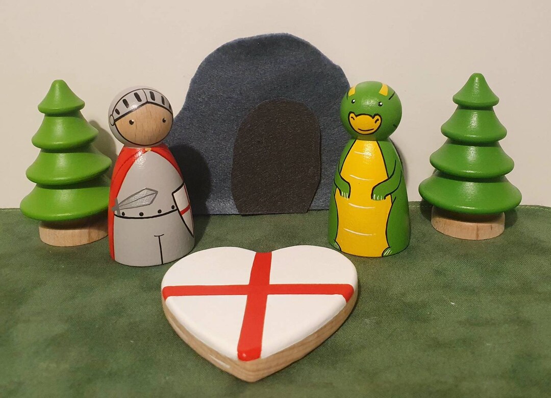 St George's Day Peg Dolls, Knight, Dragon, Wooden Toy - Etsy
