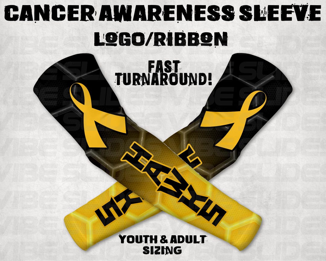 Custom Child Cancer Gold Ribbon Awareness Arm Sleeve Hex Baseball ...