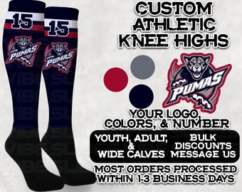 Custom Athletic Knee High Socks Personalized Compression Sports Team ...
