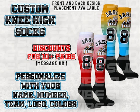 Custom Athletic Knee High Socks Personalized Compression - Etsy