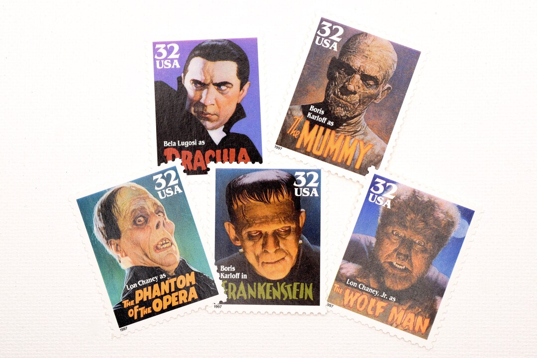 Halloween Monsters Stamps Classic Horror Films Vintage Unused Postage ...