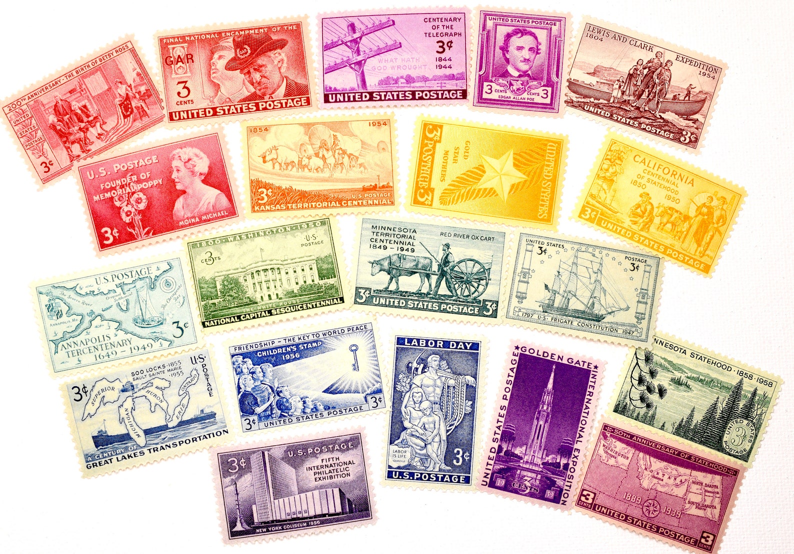 Vintage 3-cent Postage Stamps Random Assortment Pack USPS - Etsy