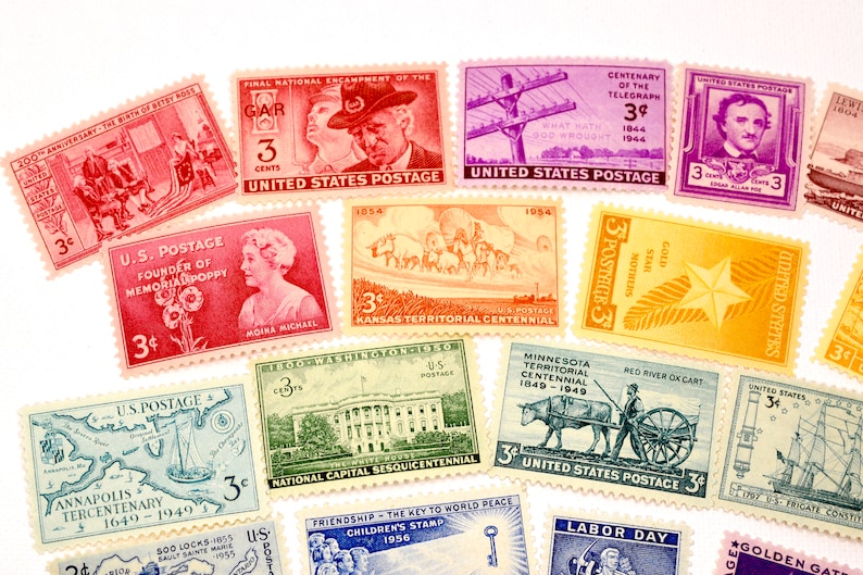 Vintage 3-cent Postage Stamps Random Assortment Pack USPS - Etsy