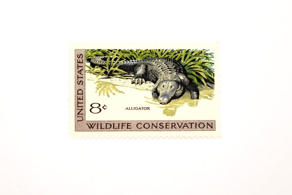 8 Vintage Alligator Postage Stamps Wildlife Conservation - Etsy