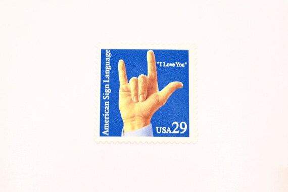 5 Vintage I Love You American Sign Language Stamps | Etsy