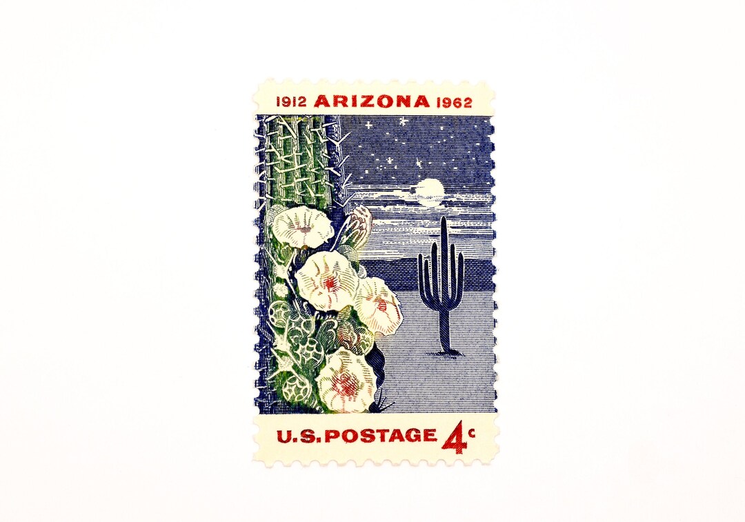 Vintage Arizona Statehood Desert Stamps - Unused Postage - Saguaro ...