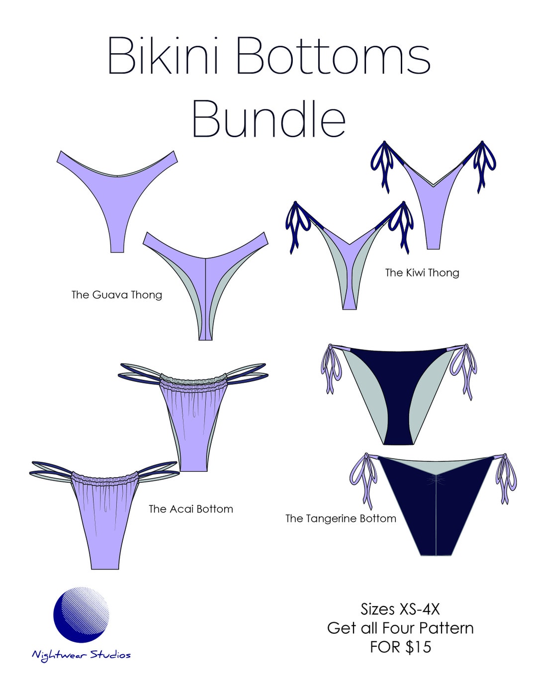 Bikini Bottom Pattern Bundle Diy Bikini Pdf Sewing Pattern Etsy
