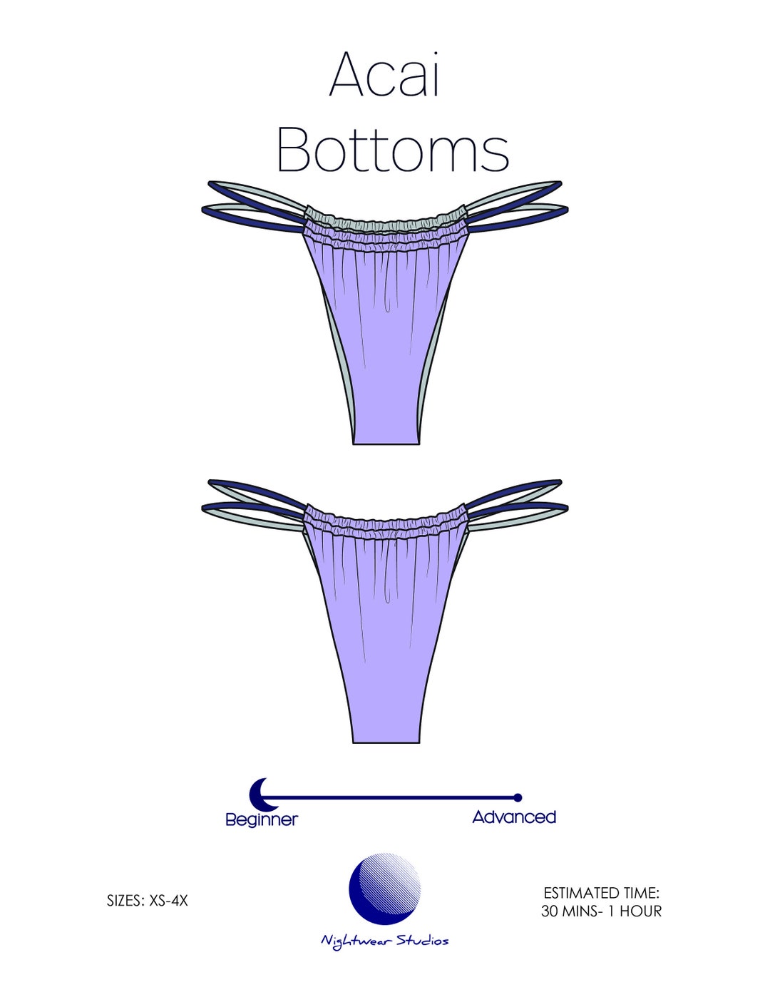 Acai Bikini Bottom/ DIY Bikini Bottom/ Digital PDF Sewing Pattern - Etsy