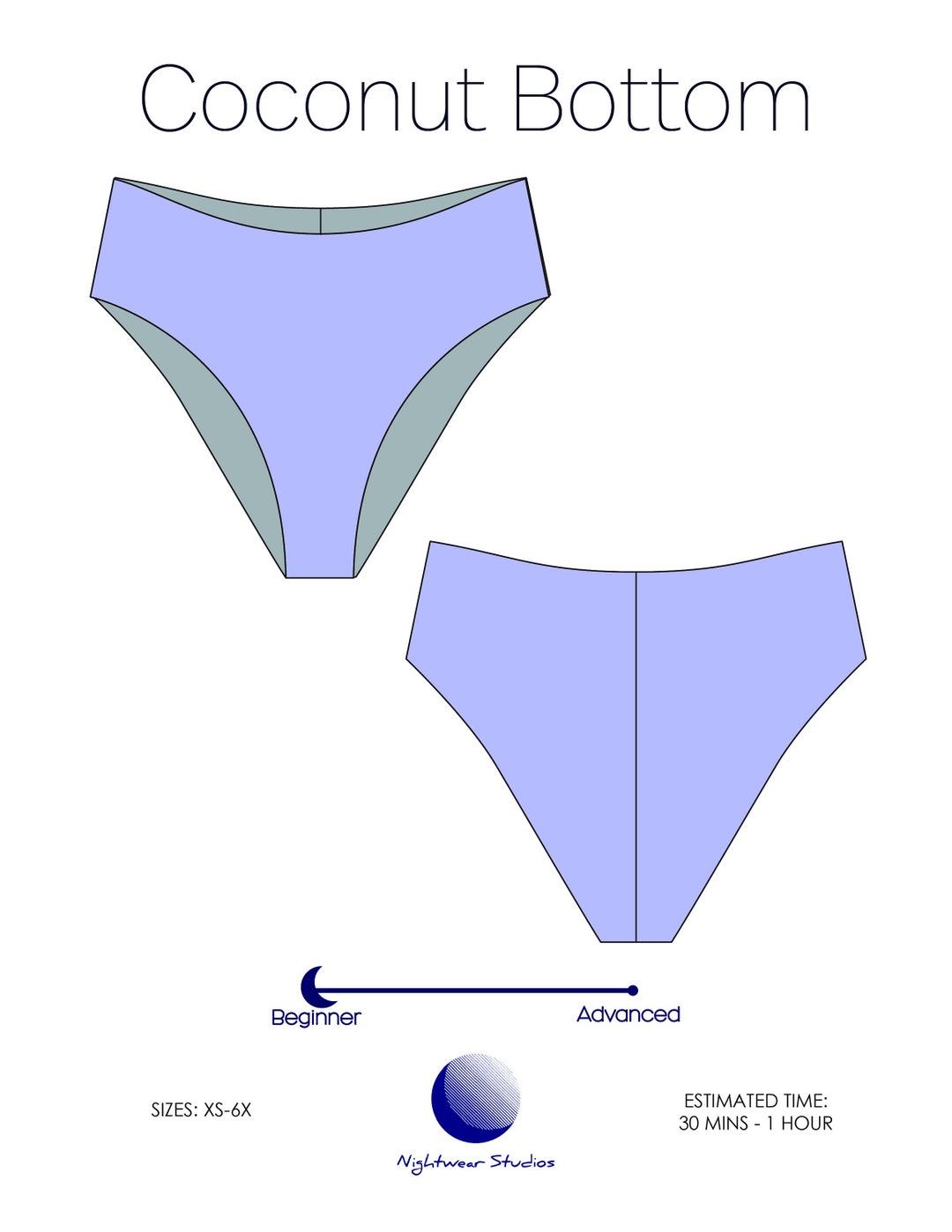 Coconut Bikini Bottom/ DIY Bikini Bottom/ Digital PDF Sewing Pattern - Etsy