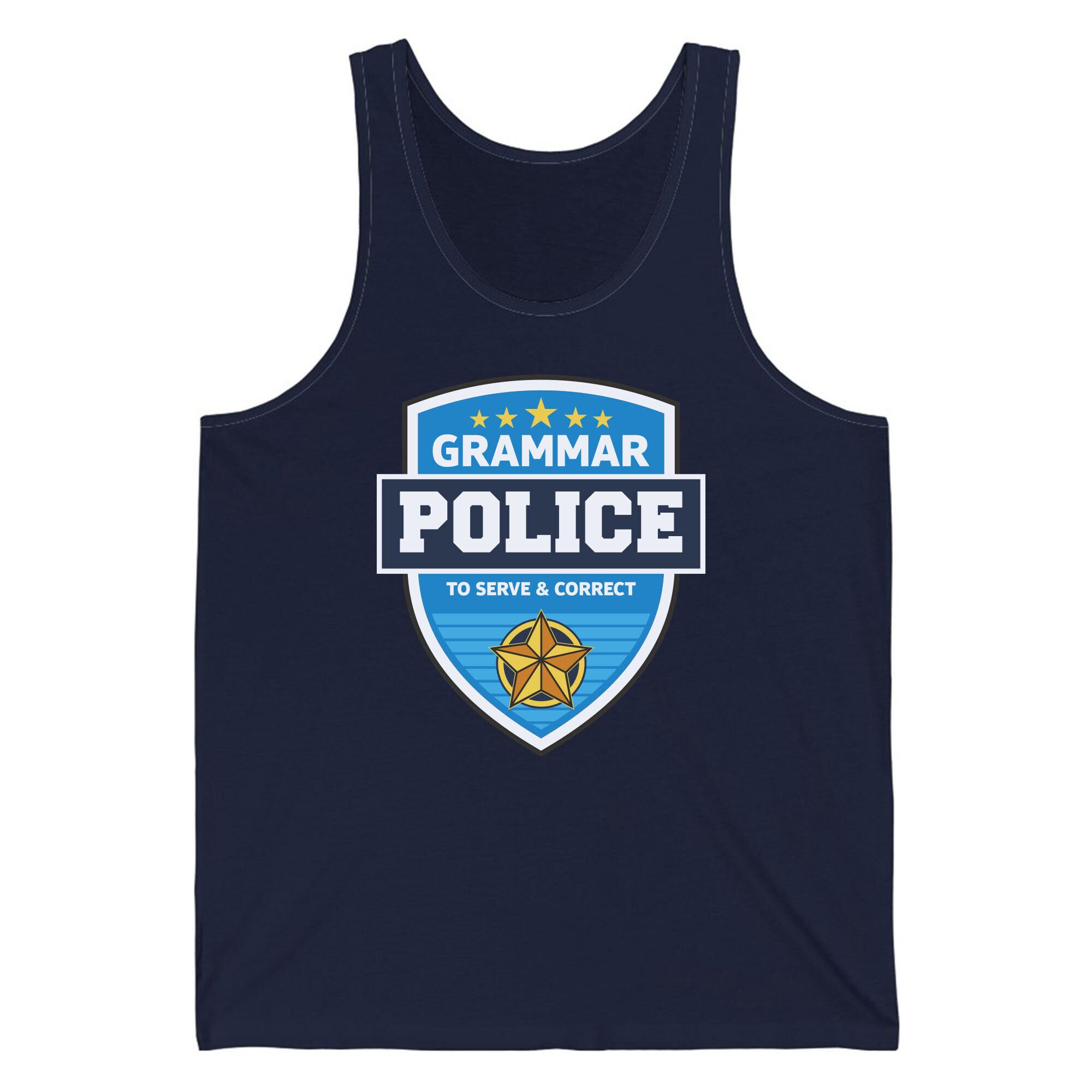Grammar Police Badge to Serve and Correct Teacher Student Tank Top Men ...