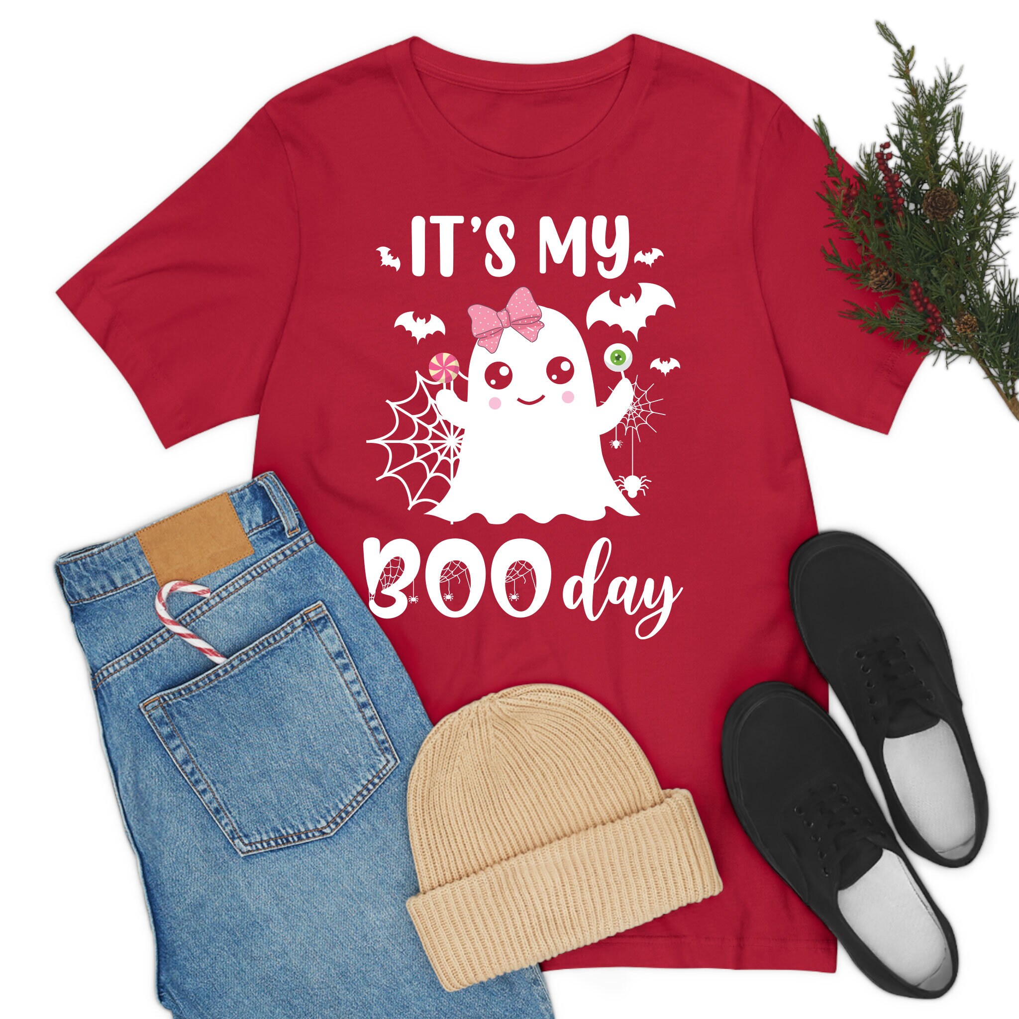 Funny Its My Boo Day Cute Birthday Ghost Pink Bow Funny Halloween T ...