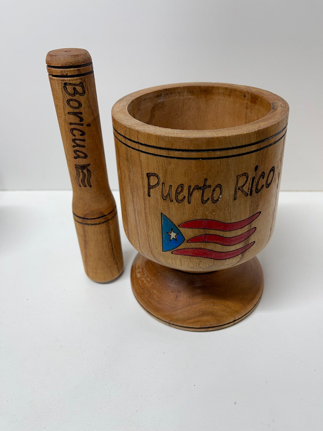 Pilon Para Mofongo Puerto Rico 2 Souvenir Puertorriqueño Wood Mortar ...