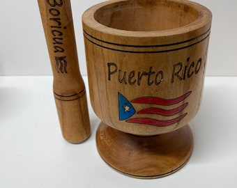 Puerto Rico Big Wood Mortar & Pestle Pilon Madera Rican Mofongo Boricua ...