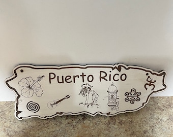 Puerto Rico Wood Map - Etsy