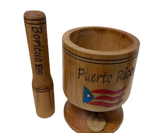 Puerto Rico Big Wood Mortar & Pestle Pilon Madera Rican Mofongo Boricua ...