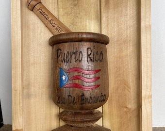Puerto Rico Medium Wood Mortar & Pestle Pilon Madera Rican Mofongo ...