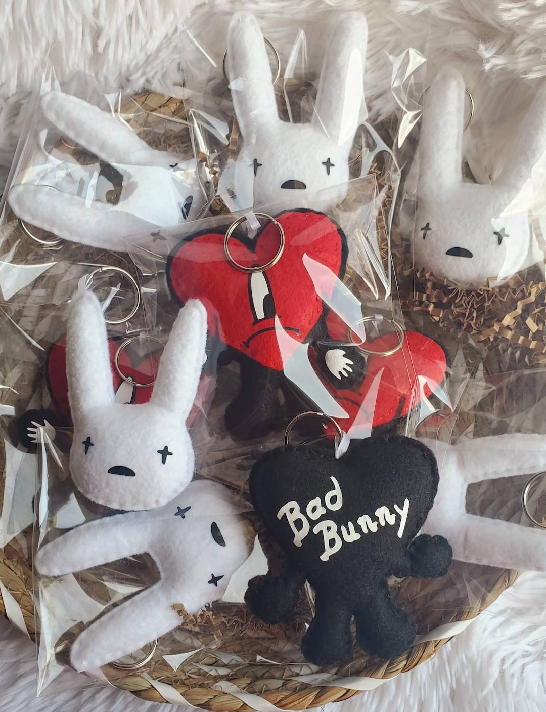 Bad Bunny Keychain Bad Bunny Merch Felt Key Chain - Etsy