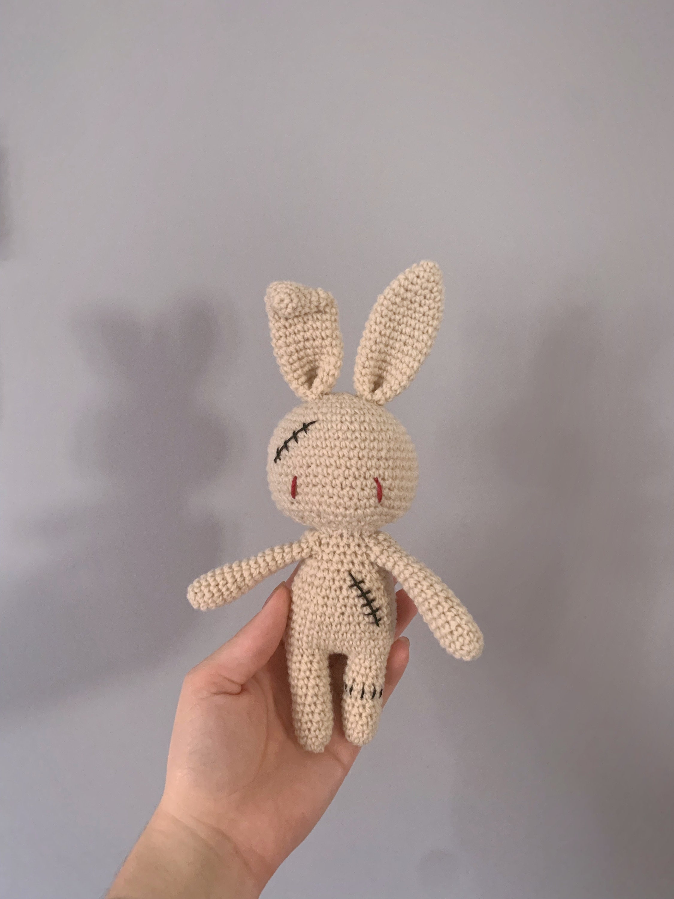 Brown & White Albino Zombie Halloween Bunny Handmade Amigurumi Stuffed ...