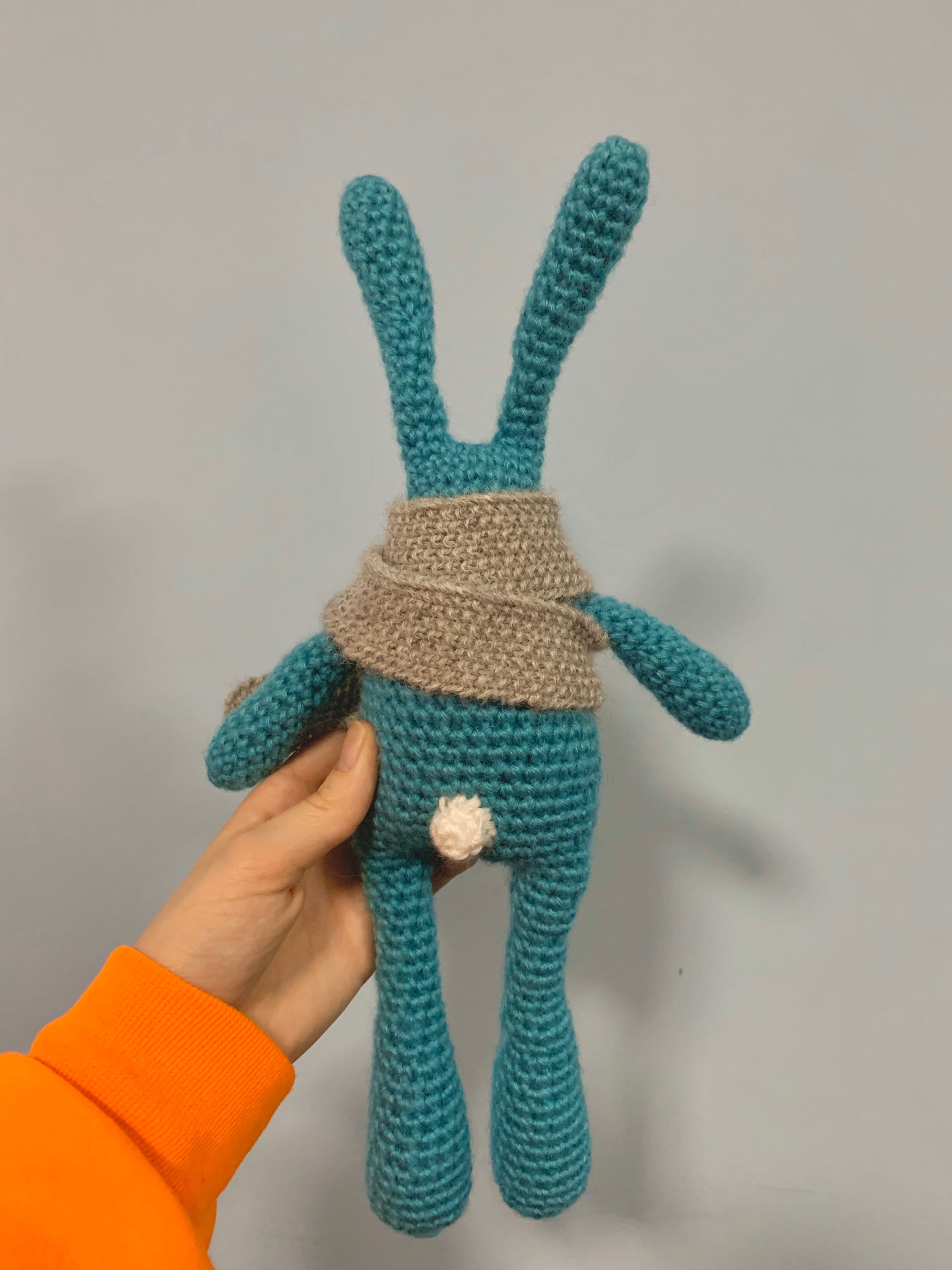 Bright Blue Linguine Bunny Rabbit With Light Gray Alpaca Scarf Stuffed ...