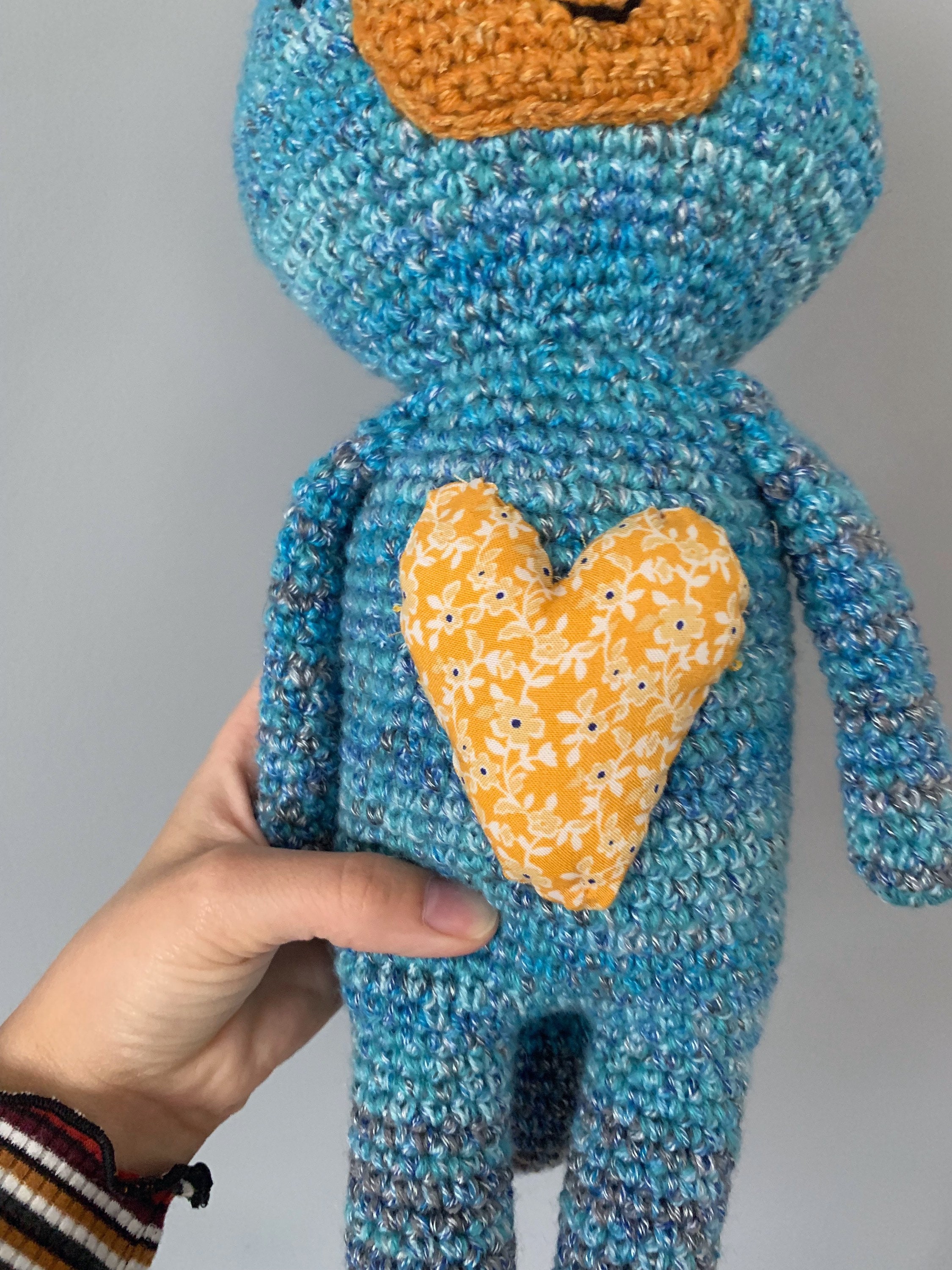 Bluey Crochet Dog Amigurumi Handmade Plushie Disney Jr Blue Yellow Gold ...