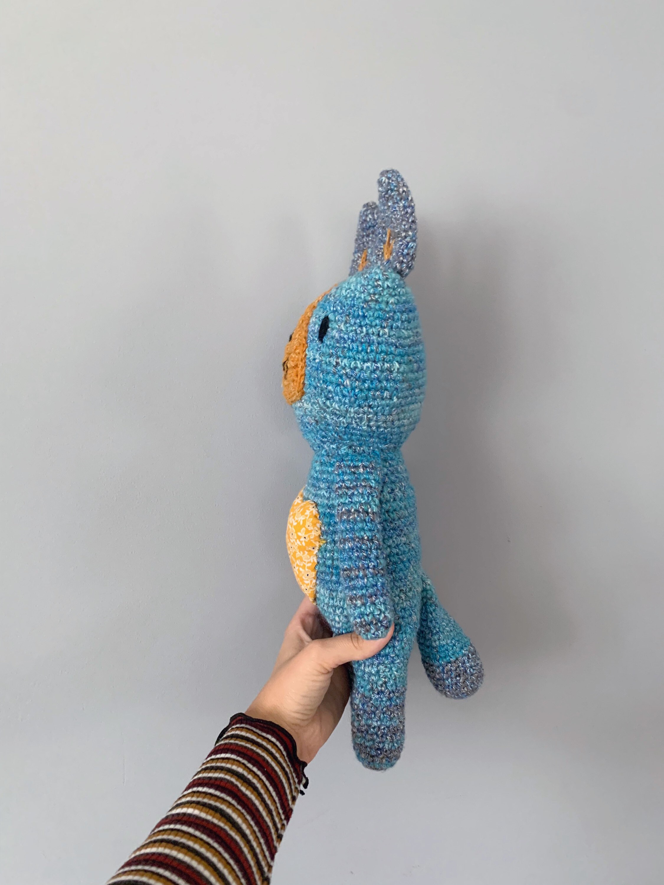 Bluey Crochet Dog Amigurumi Handmade Plushie Disney Jr Blue Yellow Gold ...