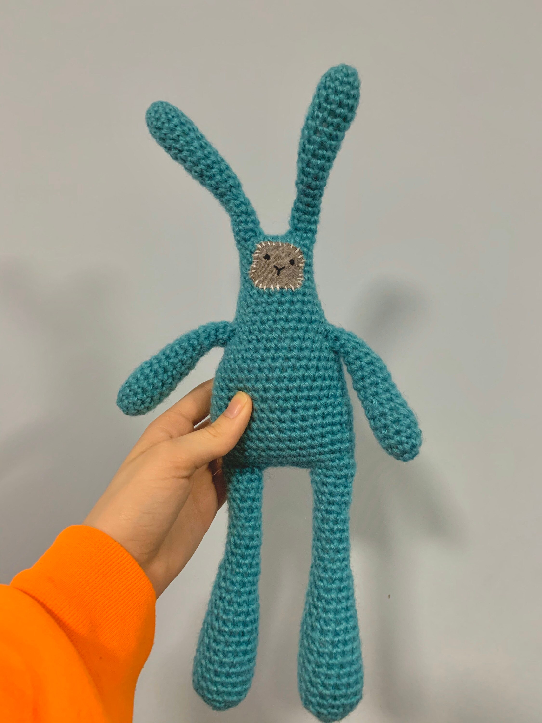 Bright Blue Linguine Bunny Rabbit With Light Gray Alpaca Scarf Stuffed ...