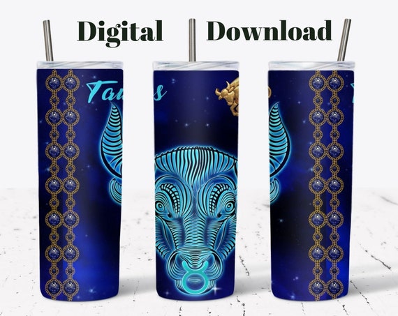 Taurus Zodiac Full Wrap 20 Oz Skinny Tumbler Straight Wall | Etsy