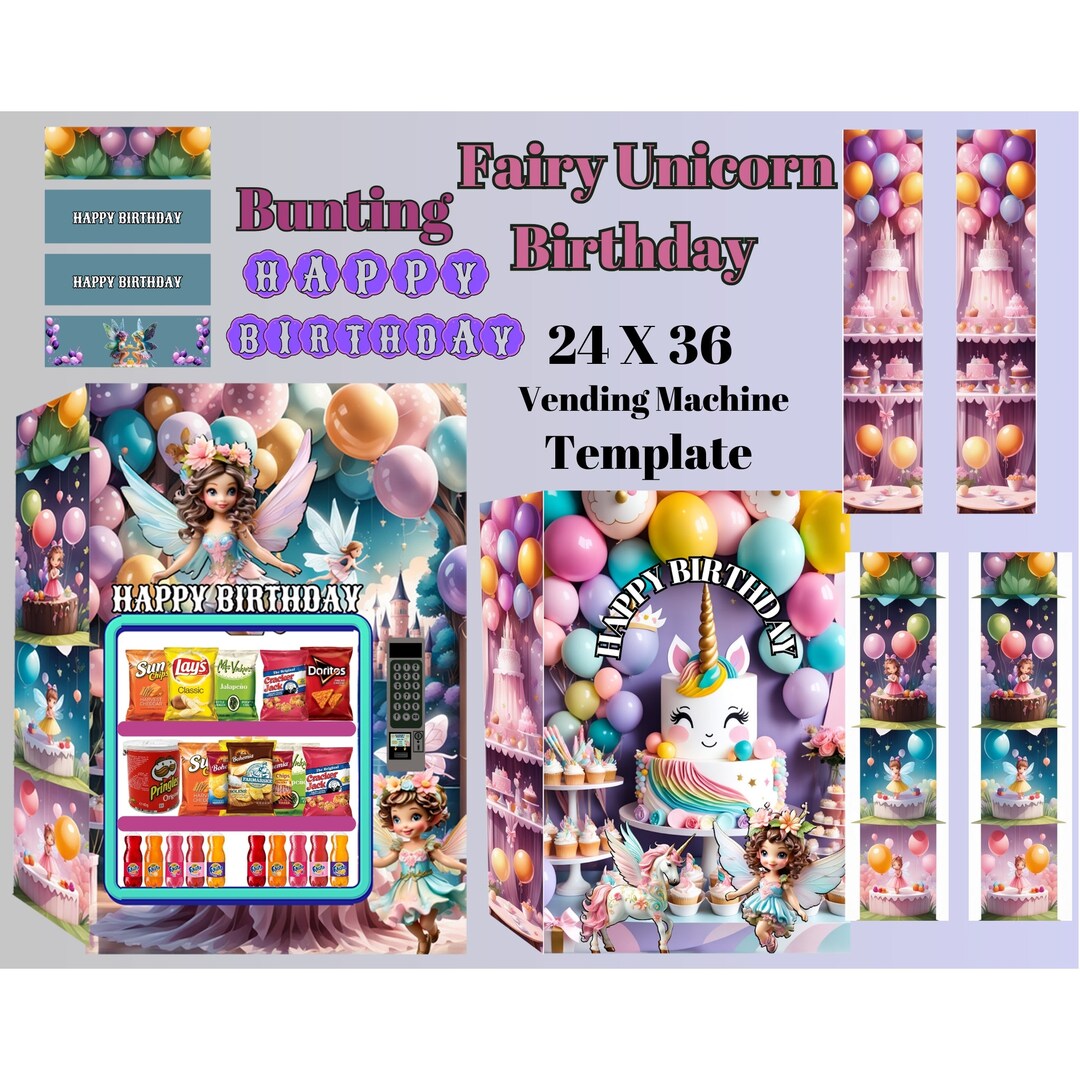 Vending Machine Template PNG for Birthday, Fairy and Unicorn Birthday ...