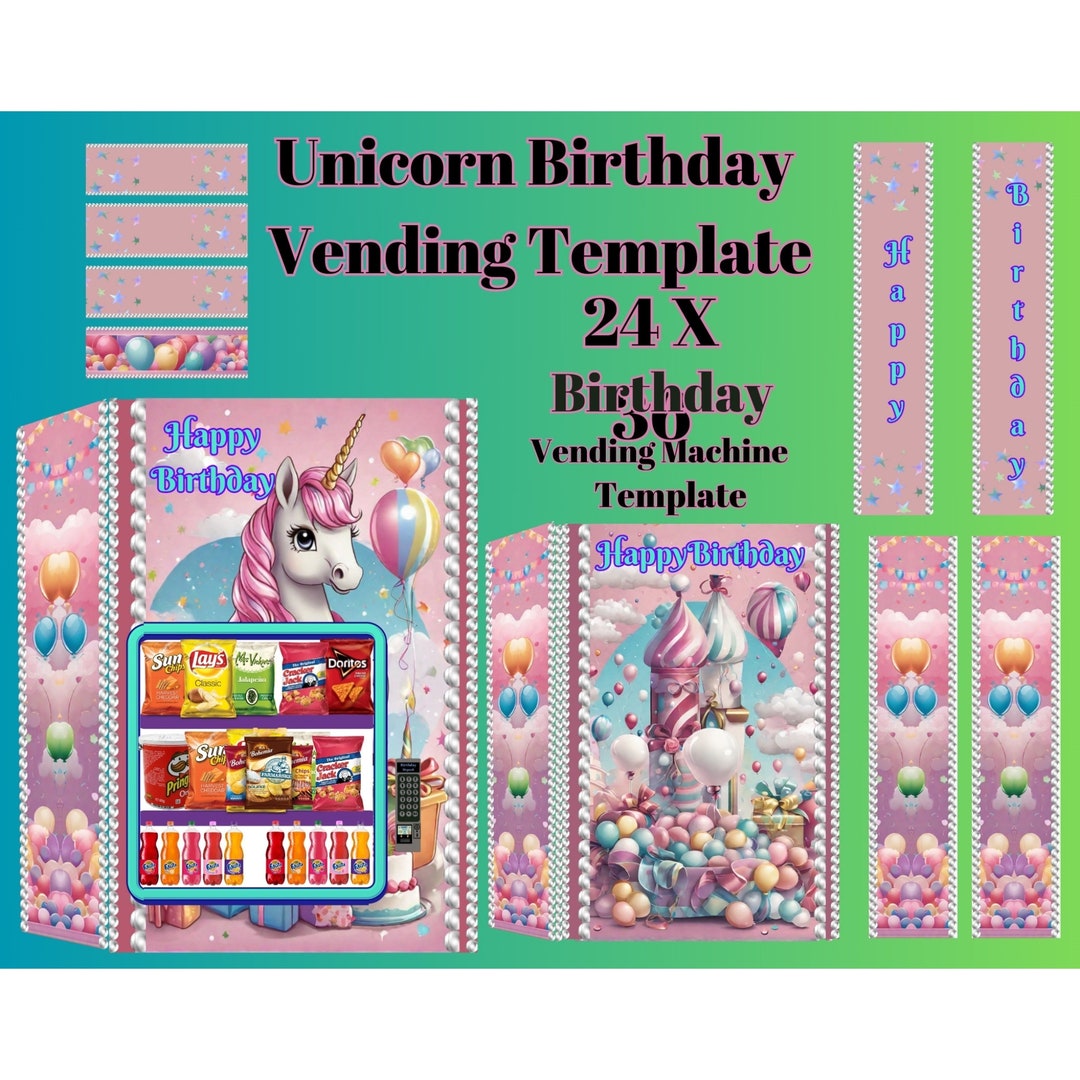 Vending Machine Template PNG for Birthday, Unicorn Birthday, Vending ...
