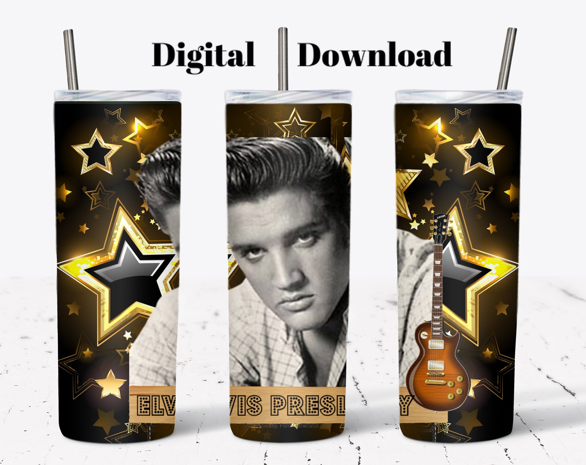 Elvis Presley 20 Oz Skinny Tumbler Sublimation Straight Wall the King ...