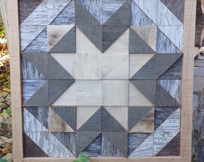 Wood Block Wall Art/small Wood Quilt Square/wall Decor Barnwood Quilt ...