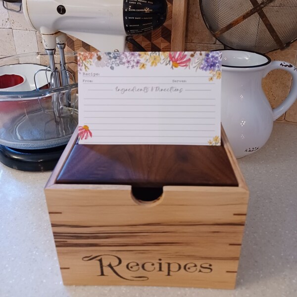 Wood Recipe Box - Etsy