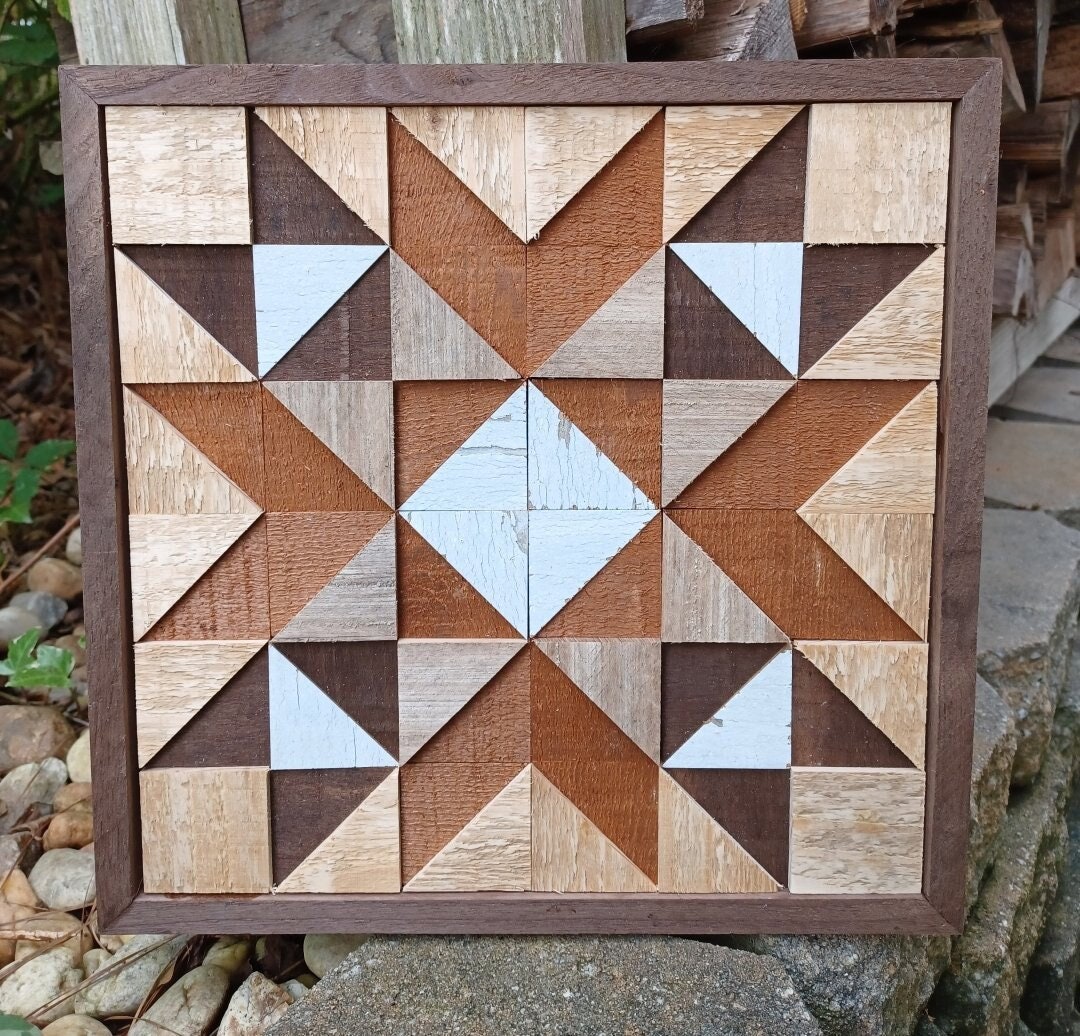 Wood Block Wall Art/small Wood Quilt Square/wall Decor Barnwood Quilt ...