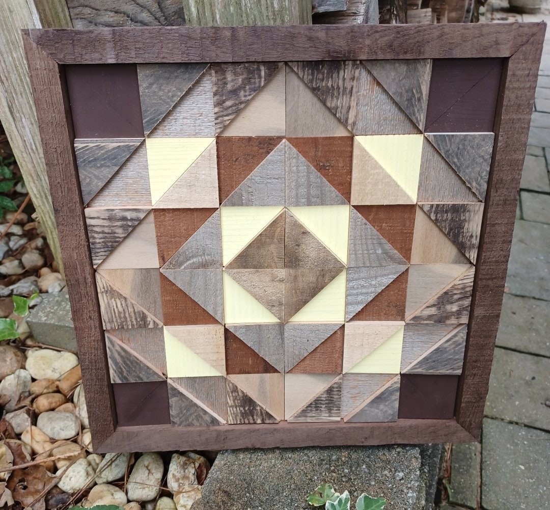 Wood Block Wall Art/small Wood Quilt Square/wall Decor Barnwood Quilt ...