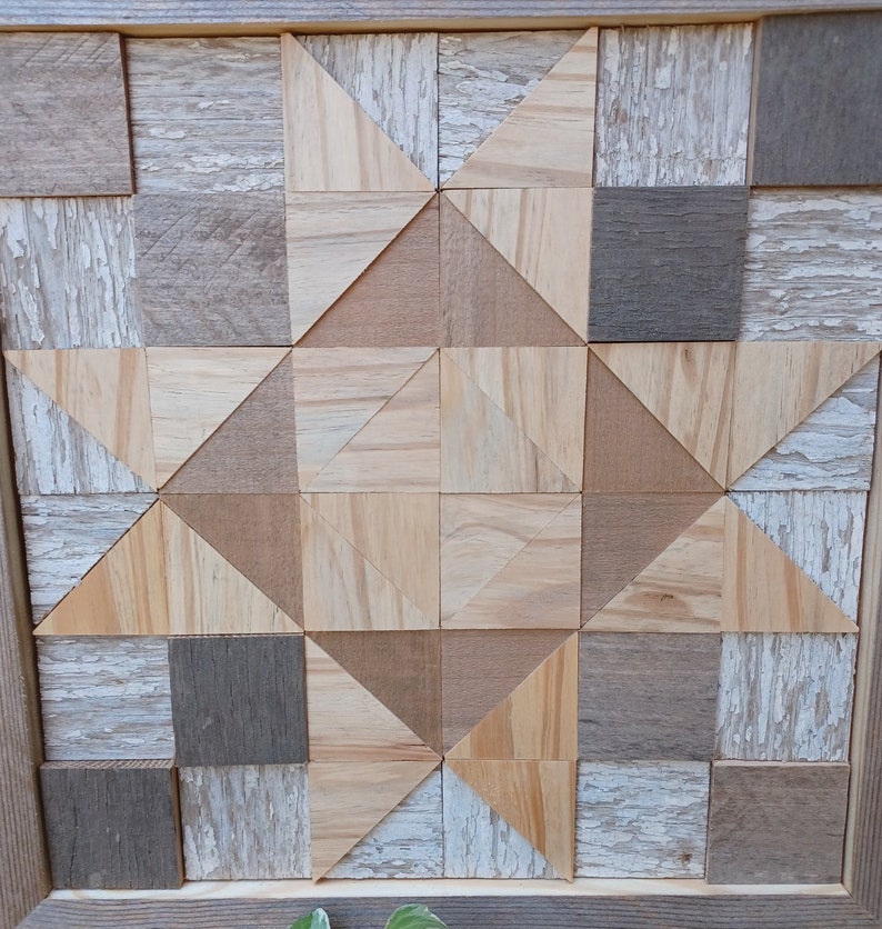 Wood Block Wall Art/small Wood Quilt Square/wall Decor Barnwood Quilt ...