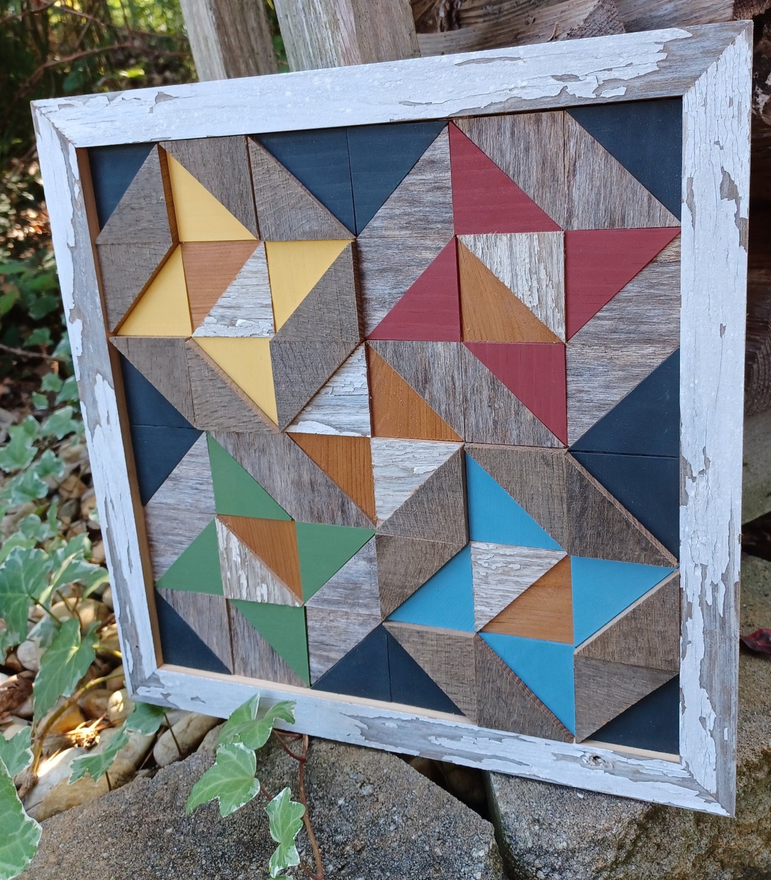 Wood Block Wall Art/small Wood Quilt Square/wall Decor Barnwood Quilt ...
