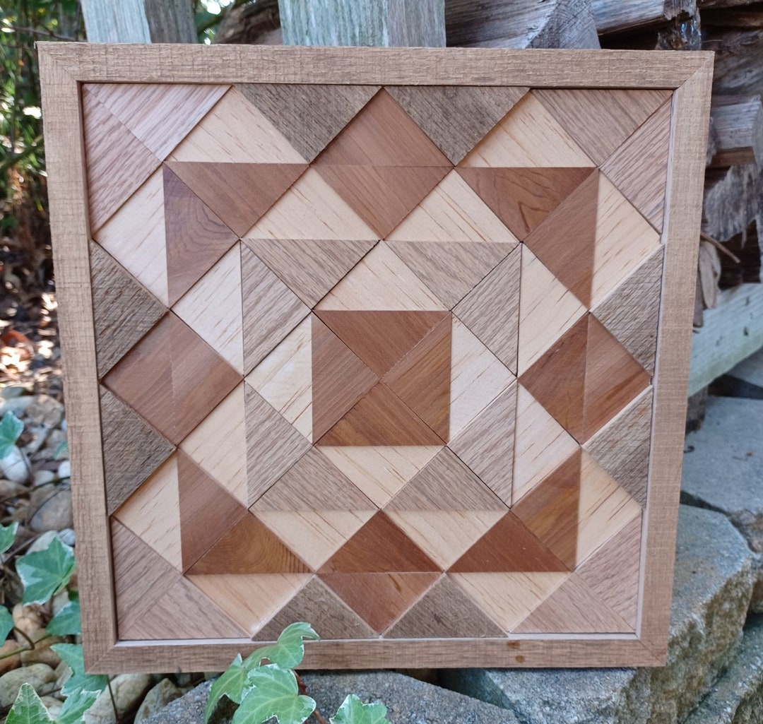 Wood Block Wall Art/small Wood Quilt Square/wall Decor Barnwood Quilt ...