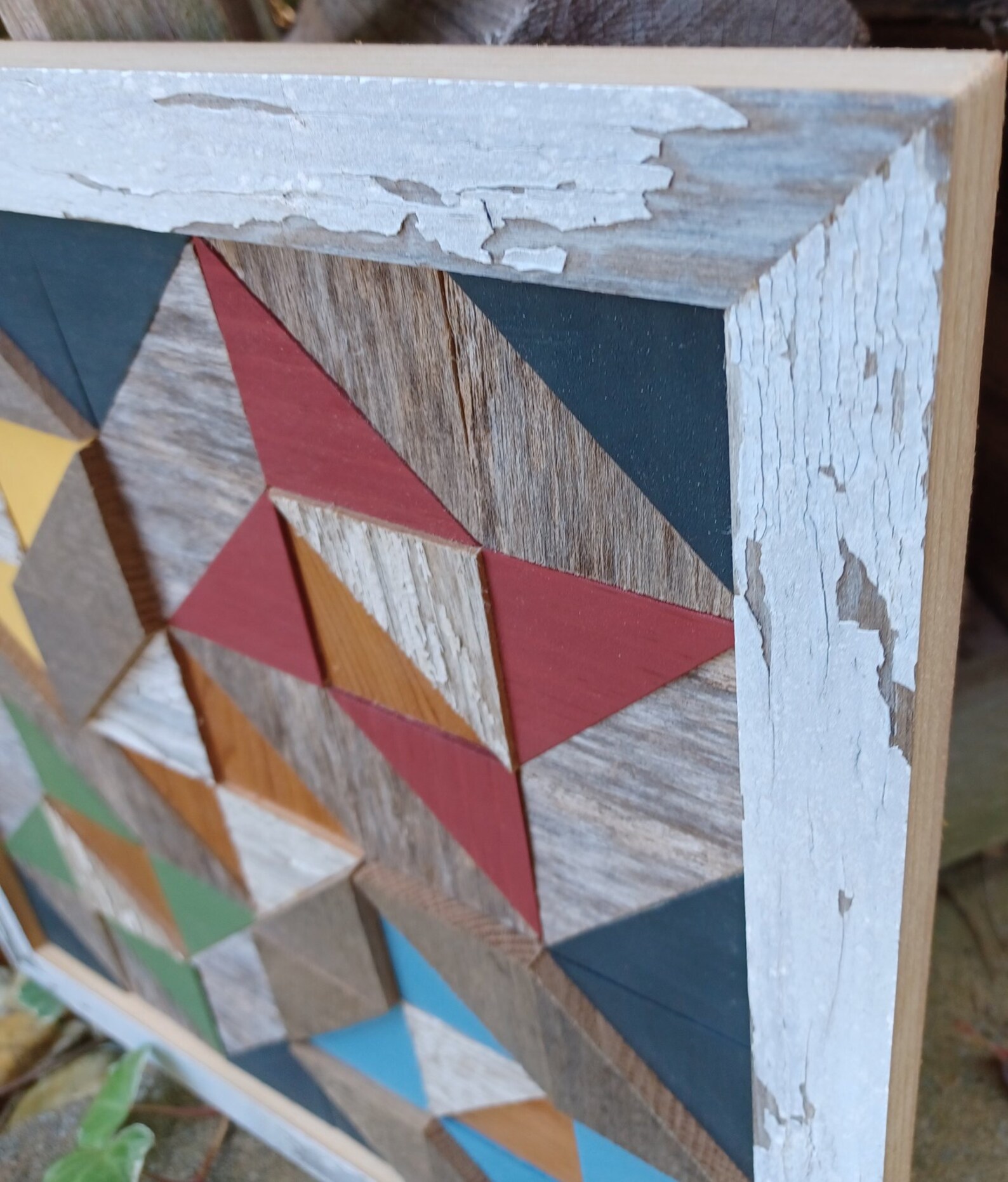 Wood Block Wall Art/small Wood Quilt Square/wall Decor Barnwood Quilt ...