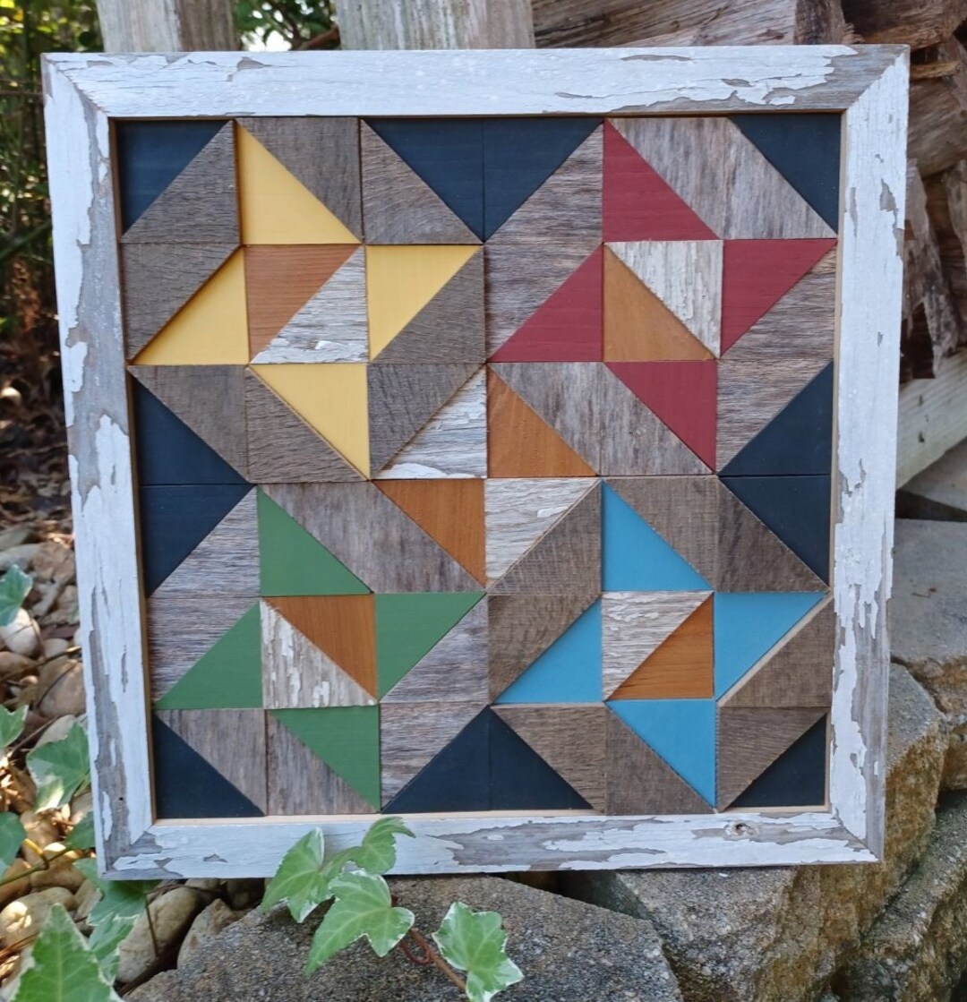 Wood Block Wall Art/small Wood Quilt Square/wall Decor Barnwood Quilt ...