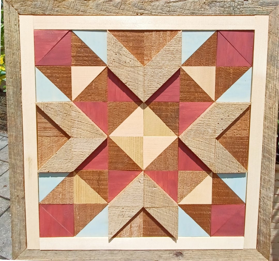 Wood Block Wall Art/small Wood Quilt Square/wall Decor Barnwood Quilt ...