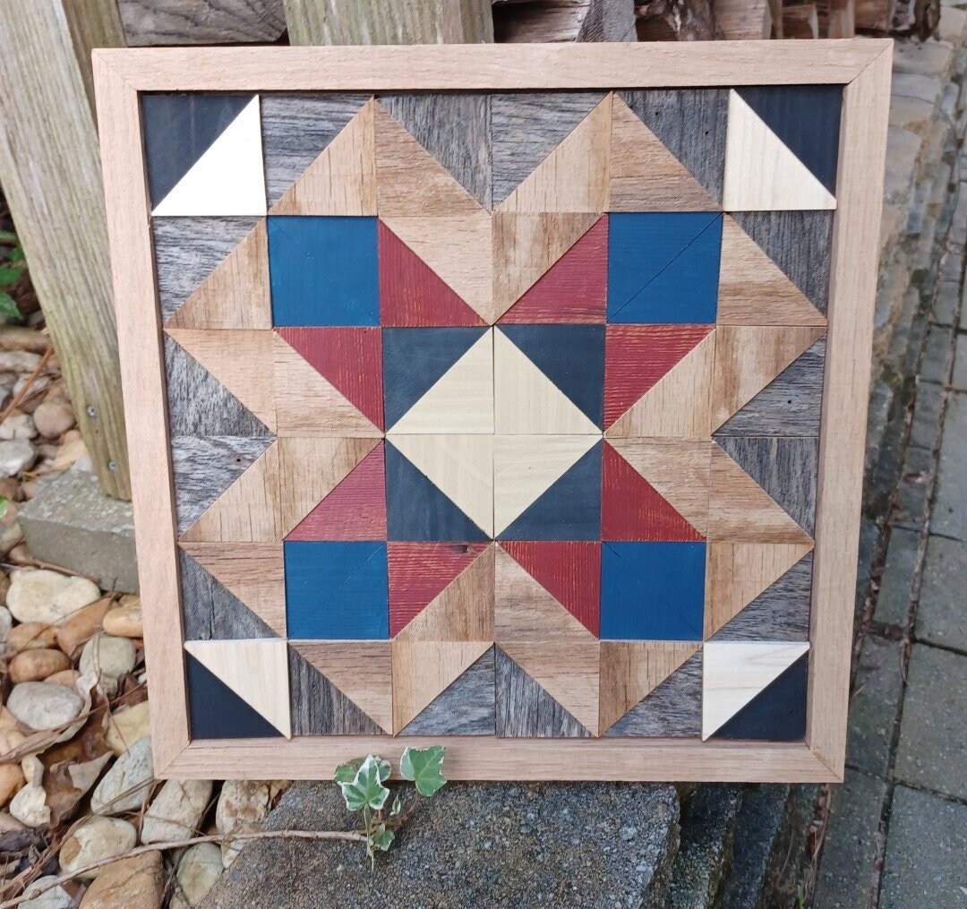 Wood Block Wall Art/small Wood Quilt Square/wall Decor Barnwood Quilt ...