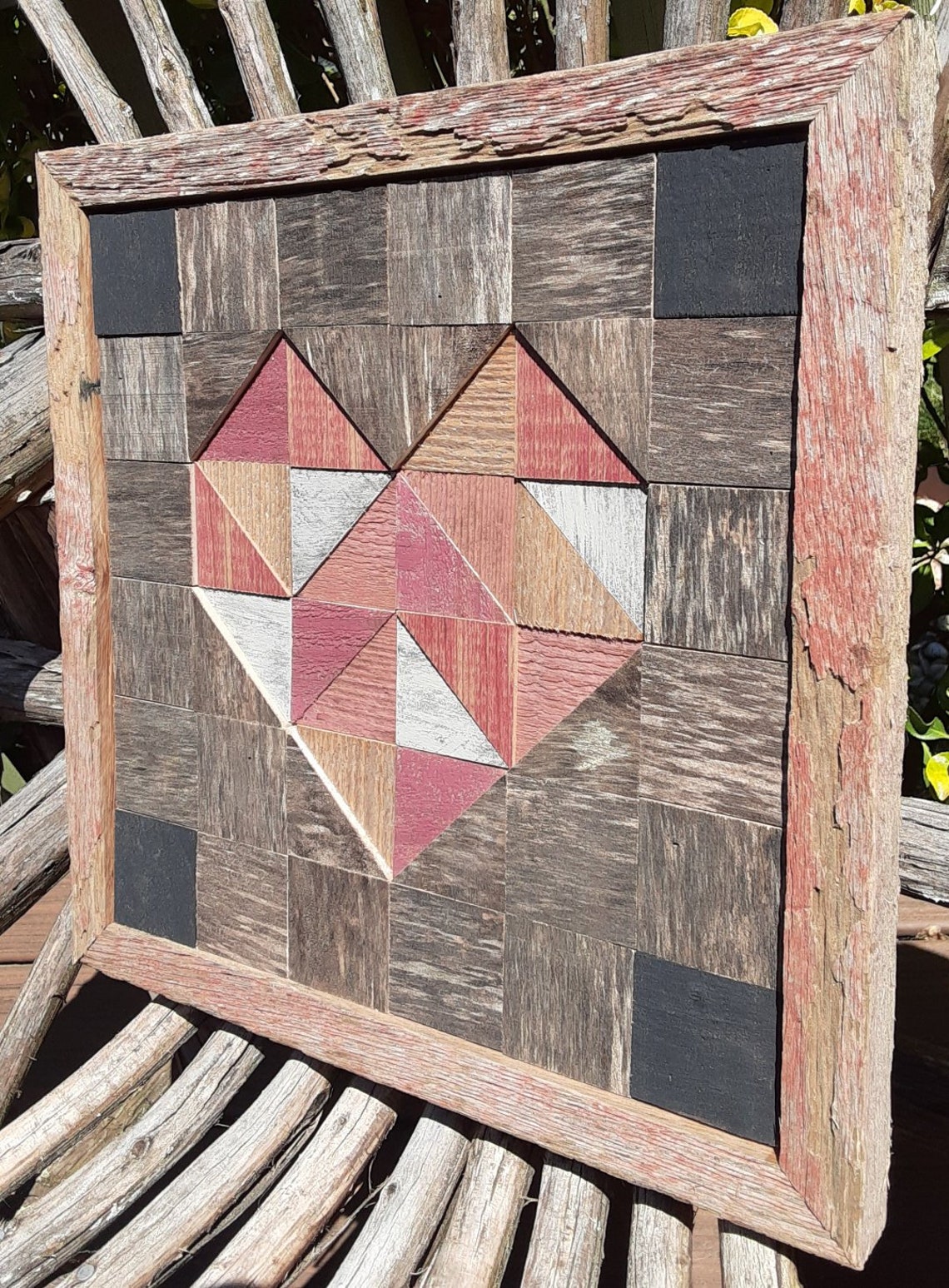 Wood Block Wall Art/small Wood Quilt Square/wall Decor Barnwood Quilt ...
