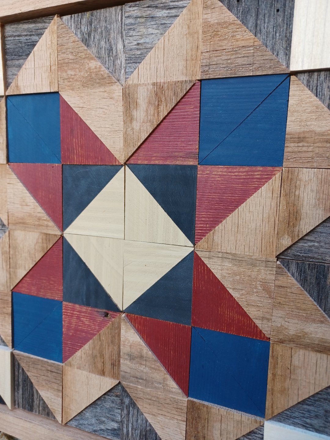 Wood Block Wall Art/small Wood Quilt Square/wall Decor Barnwood Quilt ...