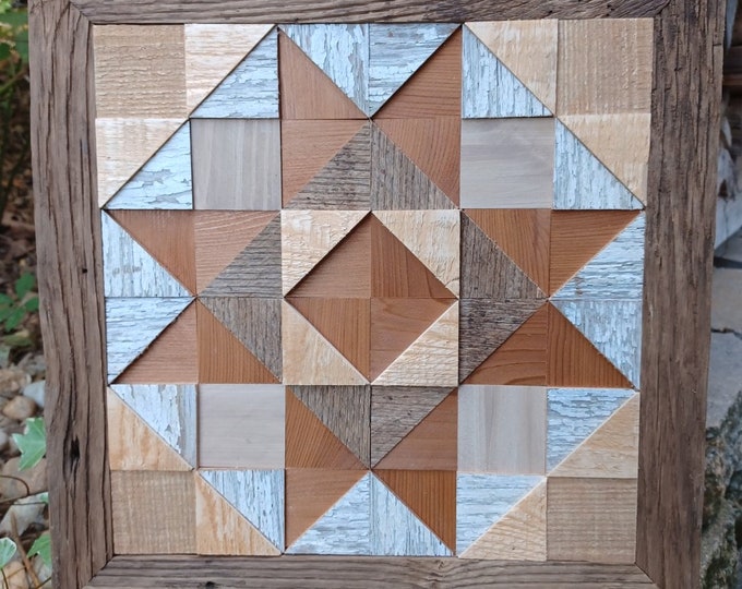 Wood Block Wall Art/small Wood Quilt Square/wall Decor Barnwood Quilt ...